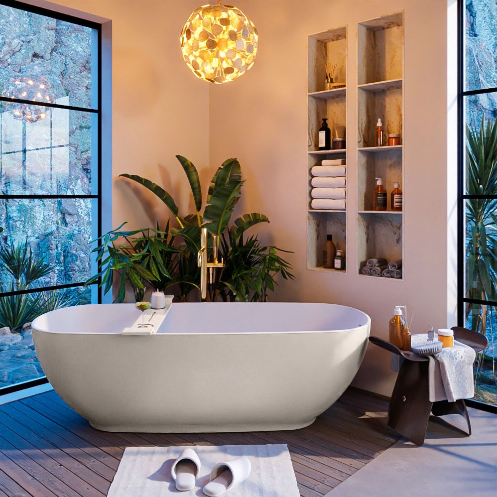 ALAN-DLUX 150cm badmeubel onderkast Linen 1 lade. Vrijhangende wastafel ...