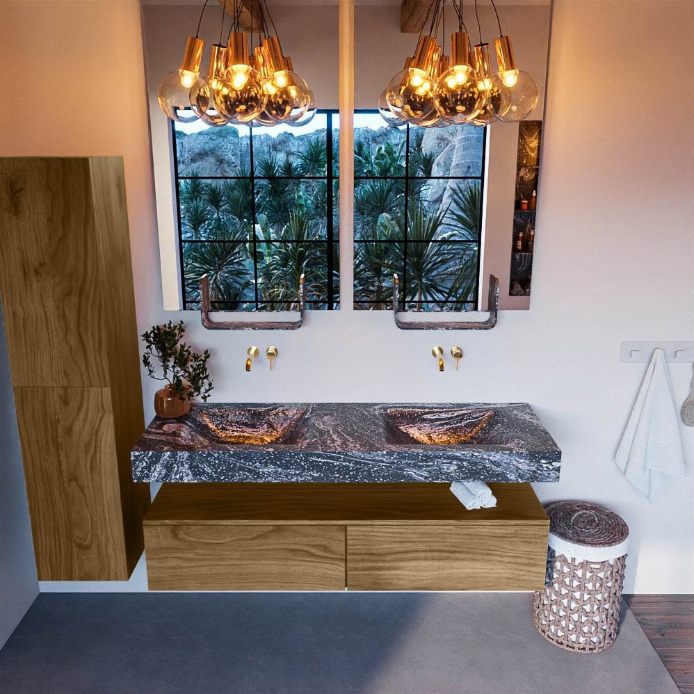 ALAN-DLUX 150cm bathroom vanity set Chai 2 drawers. Free-hanging sink ...
