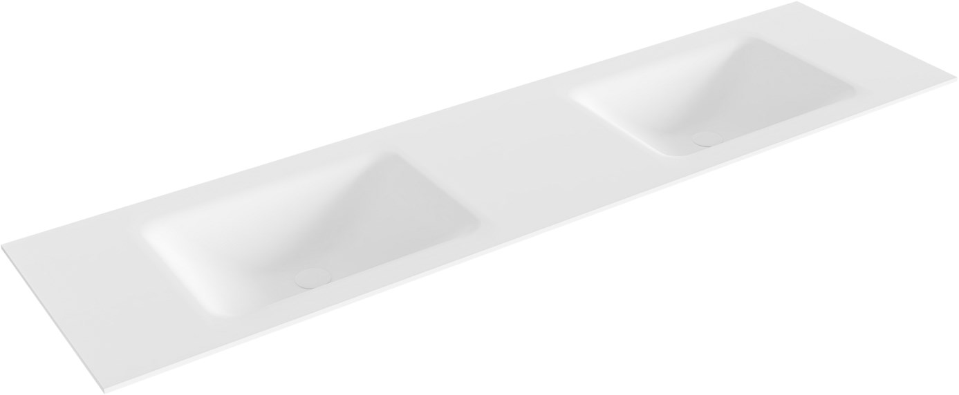 CLOUD Talc solid surface inbouw wastafel 180cm. Positie wasbak Dubbel.