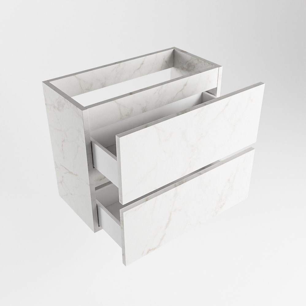 ADA cloakroom base cabinet 60cm 2 drawers color Carrara, Left cutout in ...