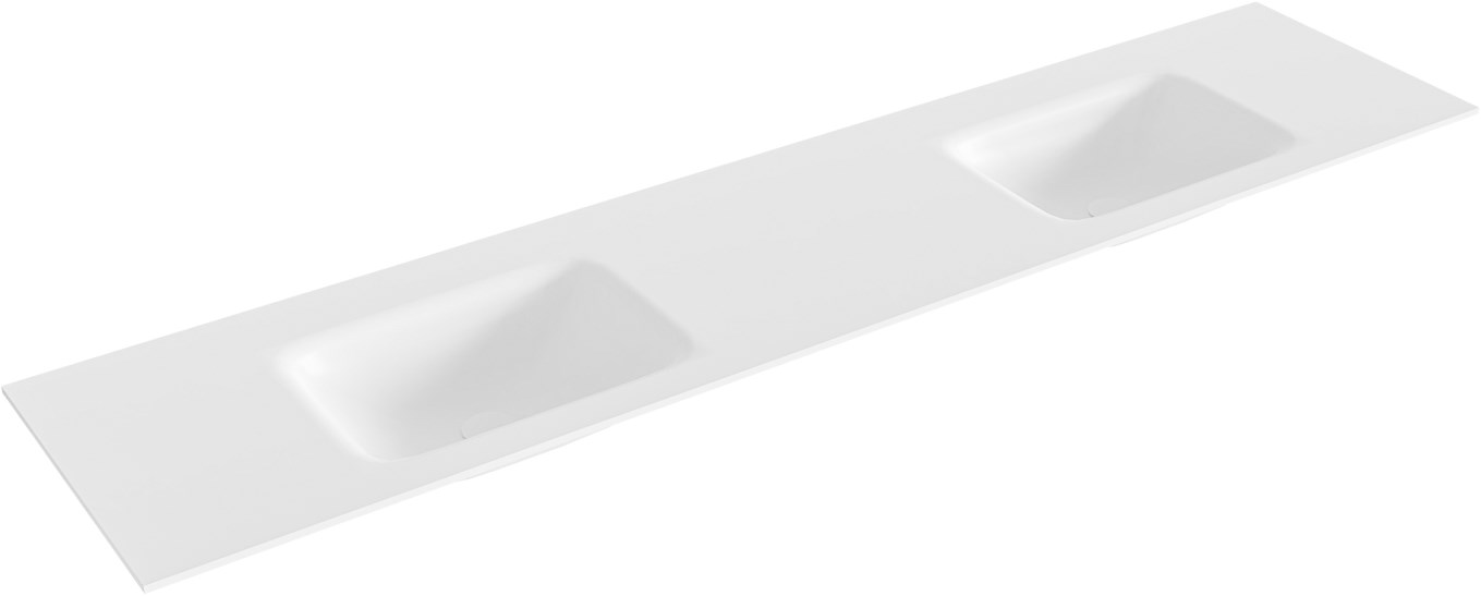 GRUNNE Talc solid surface inbouw wastafel 180cm. Positie wasbak Dubbel.