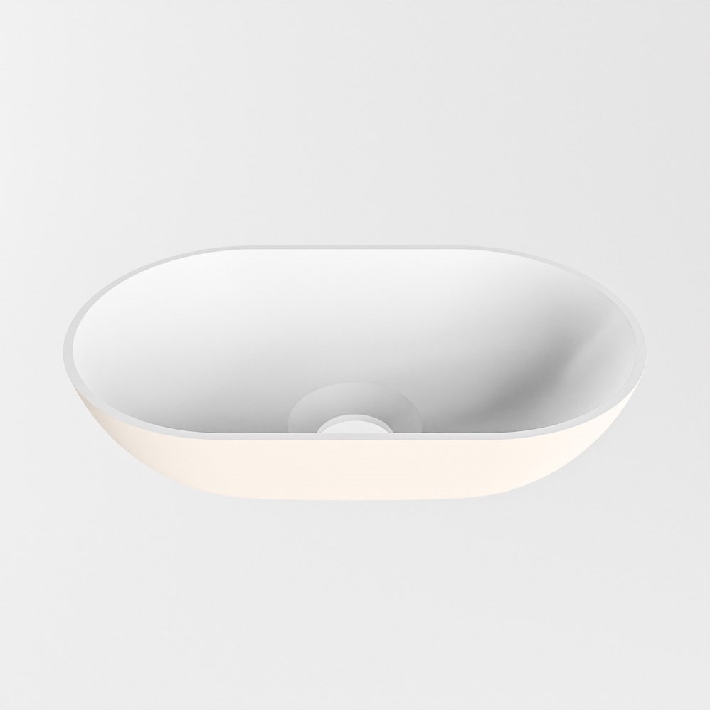 POOLE solid surface opzetkom kleur Linen | Talc. Afmeting 30x18x8cm