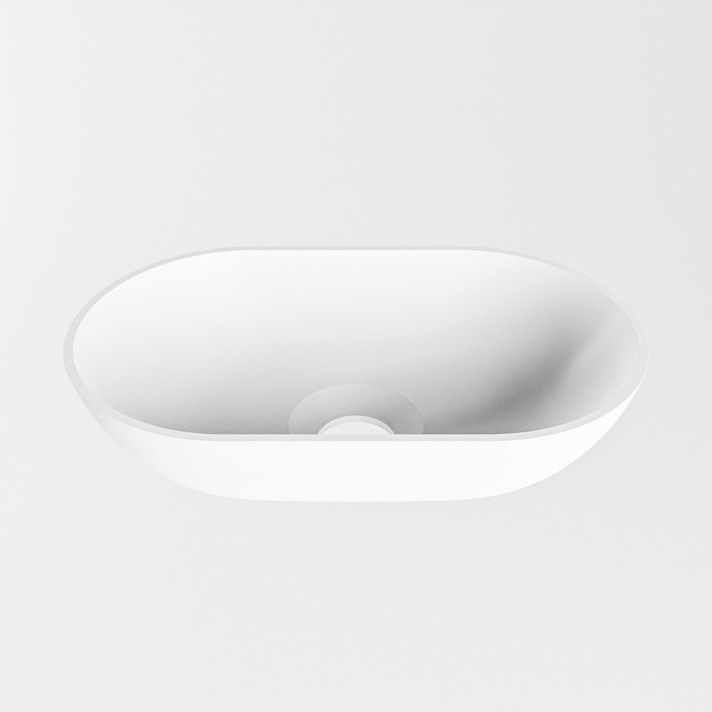 POOLE solid surface opzetkom kleur Talc | Talc. Afmeting 30x18x8cm