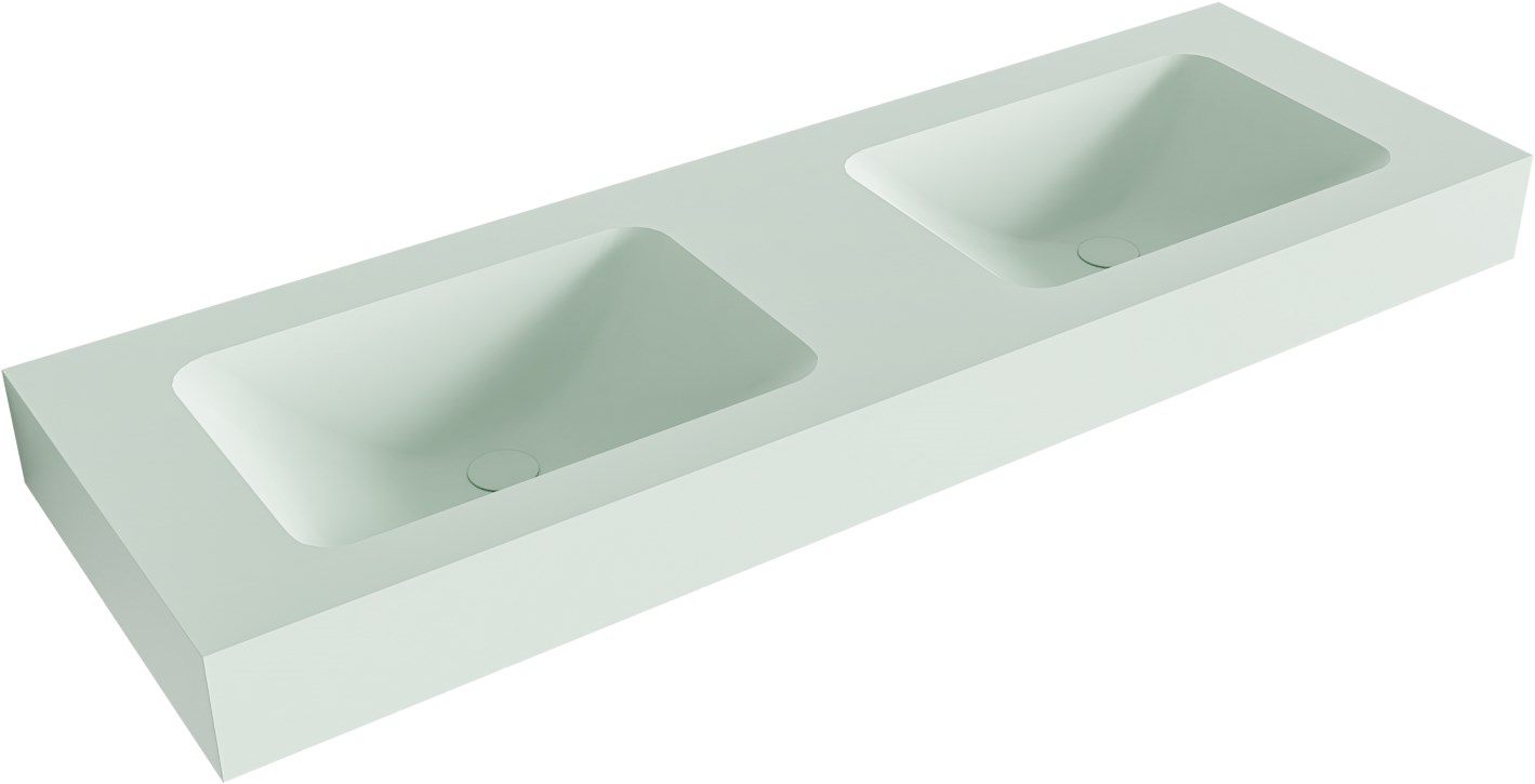 LEAF Greey vrijhangende wastafel 140cm. Positie wasbak Dubbel rand 12cm.