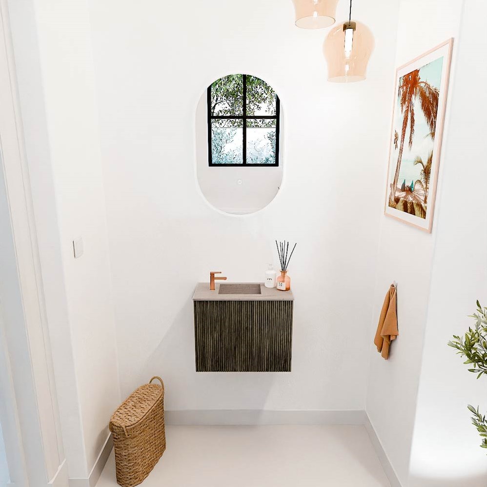 JOYA-DLUX 50cm toiletmeubel kleur Shadow. Wastafel FAYE positie Links 1 ...