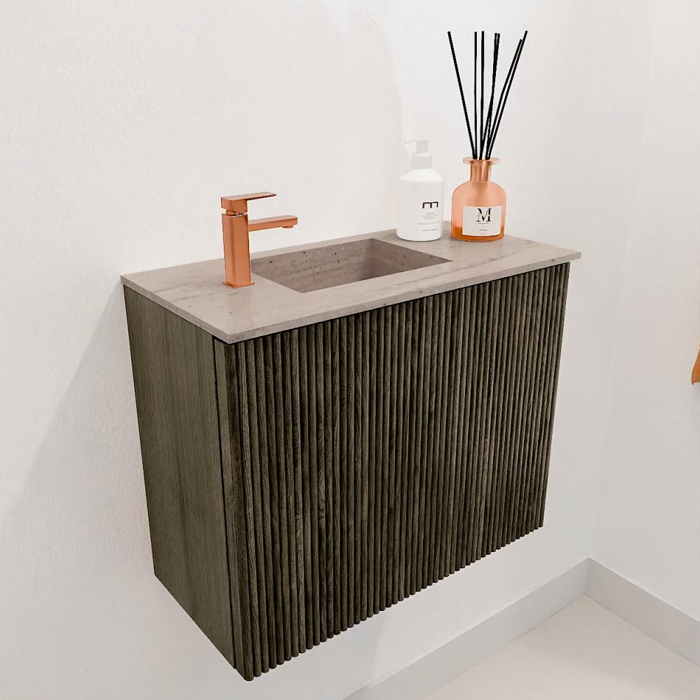 JOYA-DLUX 50cm toiletmeubel kleur Shadow. Wastafel FAYE positie Links 1 ...