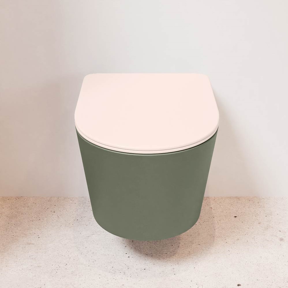 LAVIE Wall hung toilet single fire rimless deep flush Army. Toilet seat ...