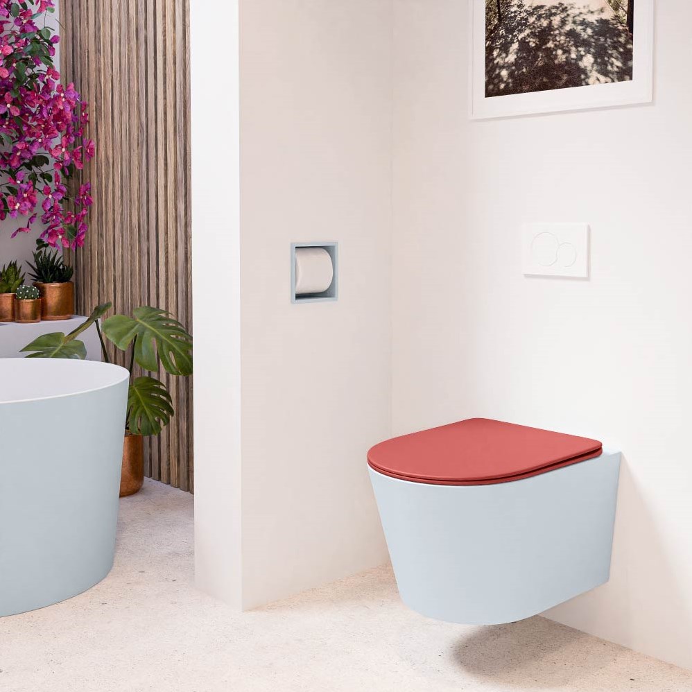 LAVIE Wall hung toilet single fire rimless deep flush Clay. Toilet seat ...