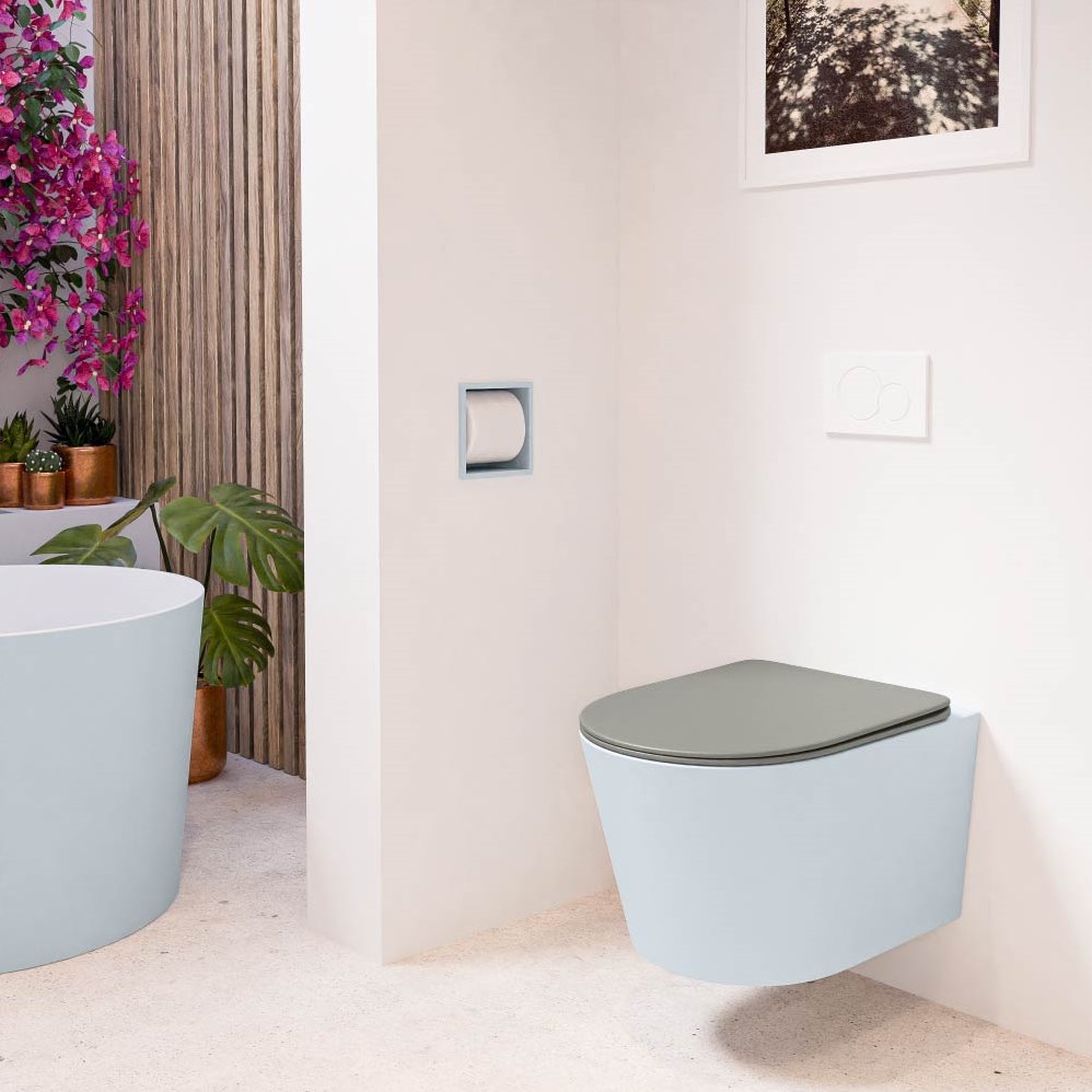 LAVIE Wall hung toilet single fire rimless deep flush Clay. Toilet seat ...