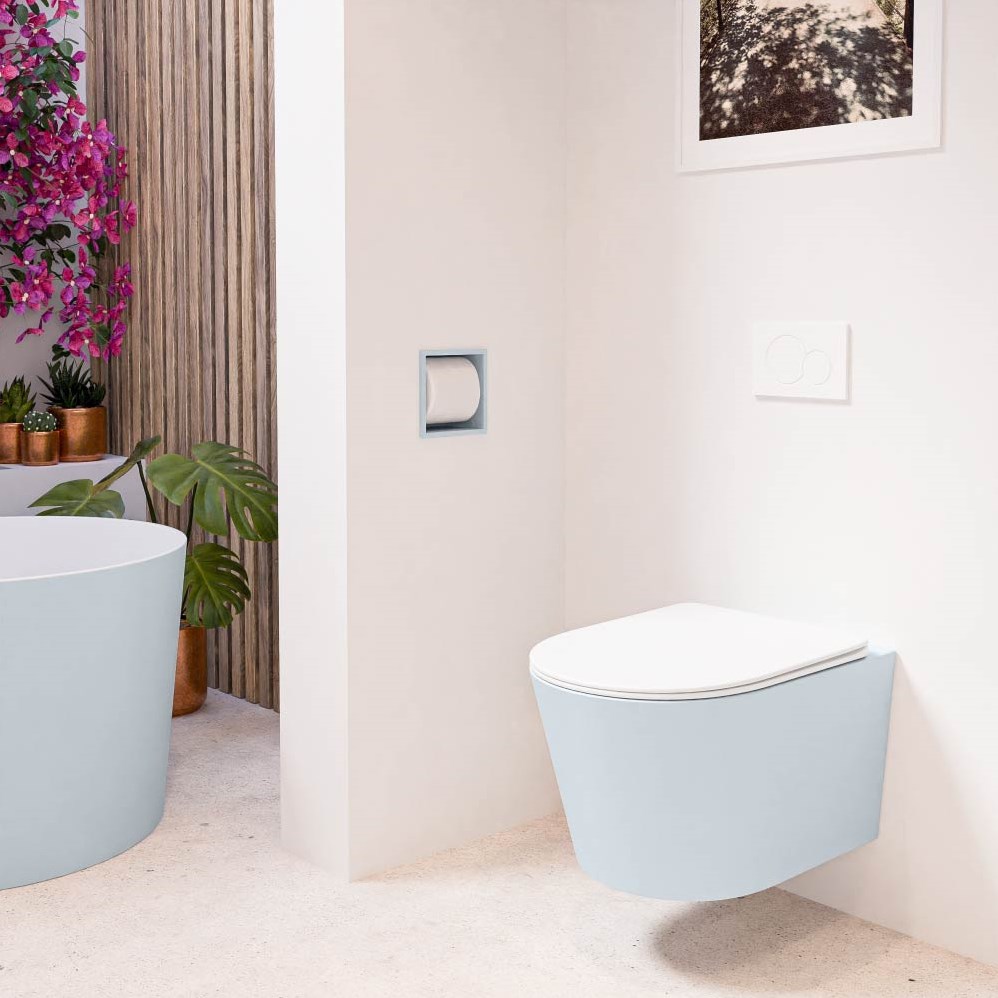 LAVIE Wall hung toilet single fire rimless deep flush Clay. Toilet seat ...