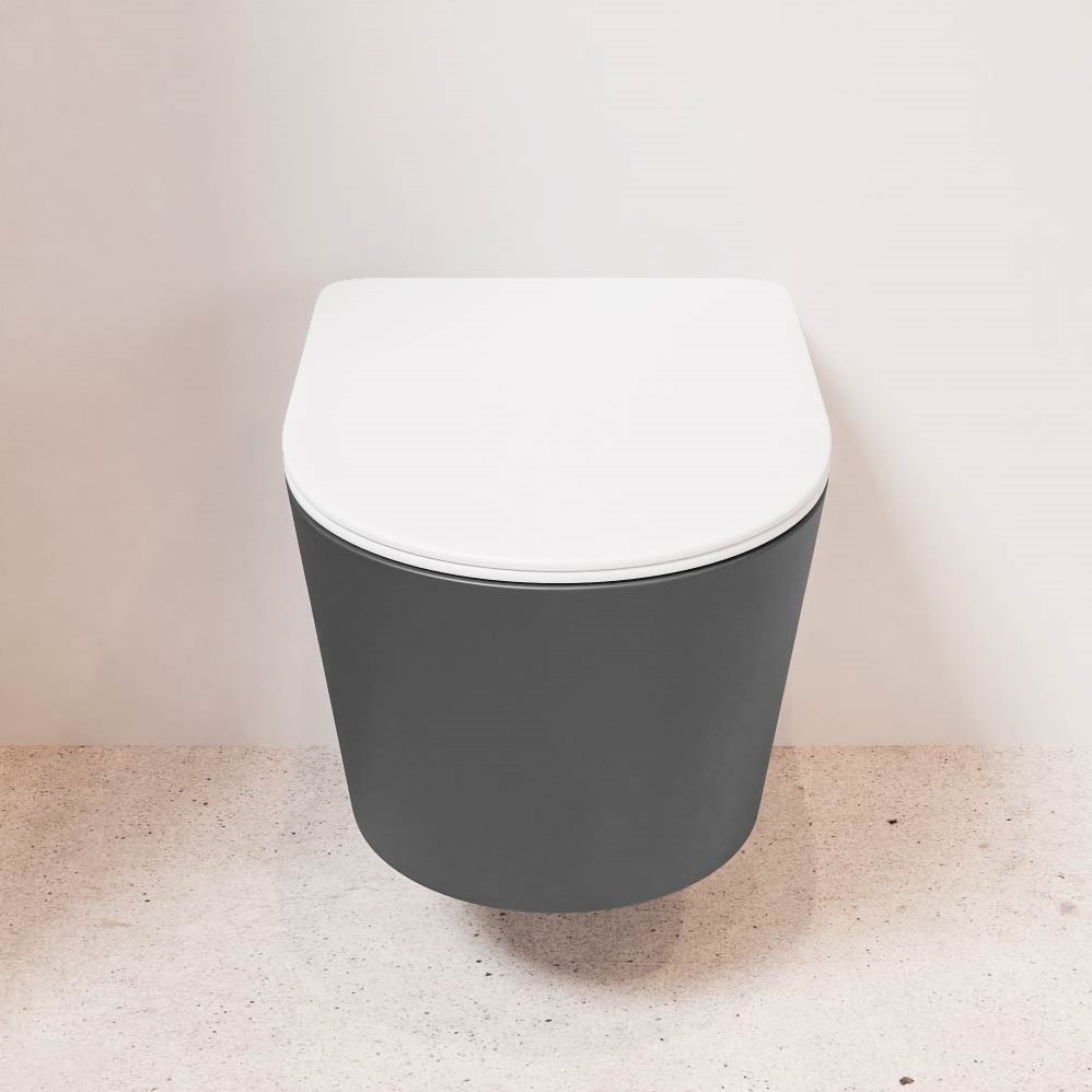 LAVIE Wall hung toilet single fire rimless deep flush Dark Grey. Toilet ...