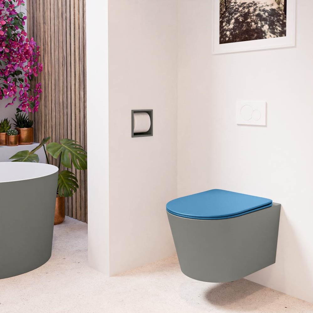 LAVIE Wall hung toilet single fire rimless deep flush Smoke. Toilet ...