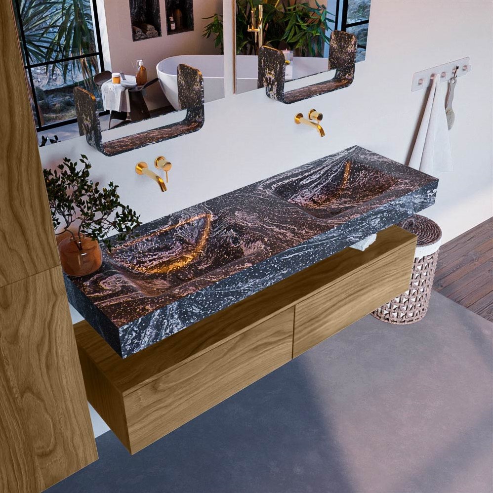 ALAN-DLUX 150cm bathroom vanity set Chai 2 drawers. Free-hanging sink ...