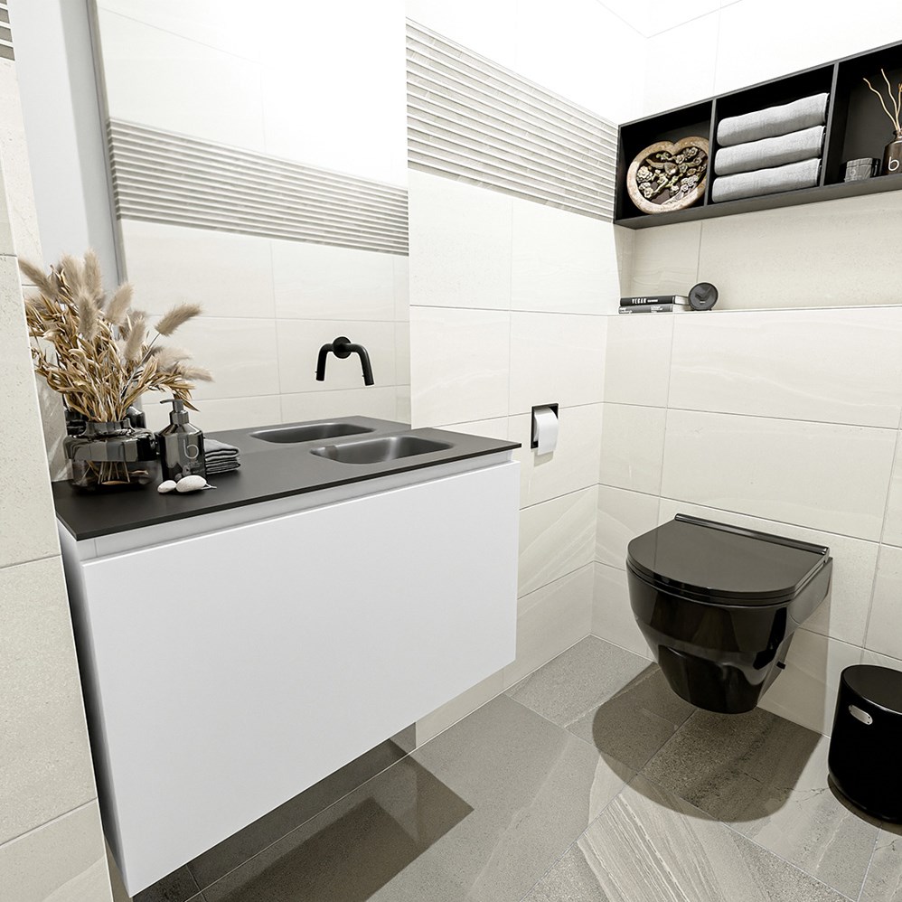 OLAN 80cm toiletmeubel talc. LEX wastafel urban positie rechts. Zonder ...