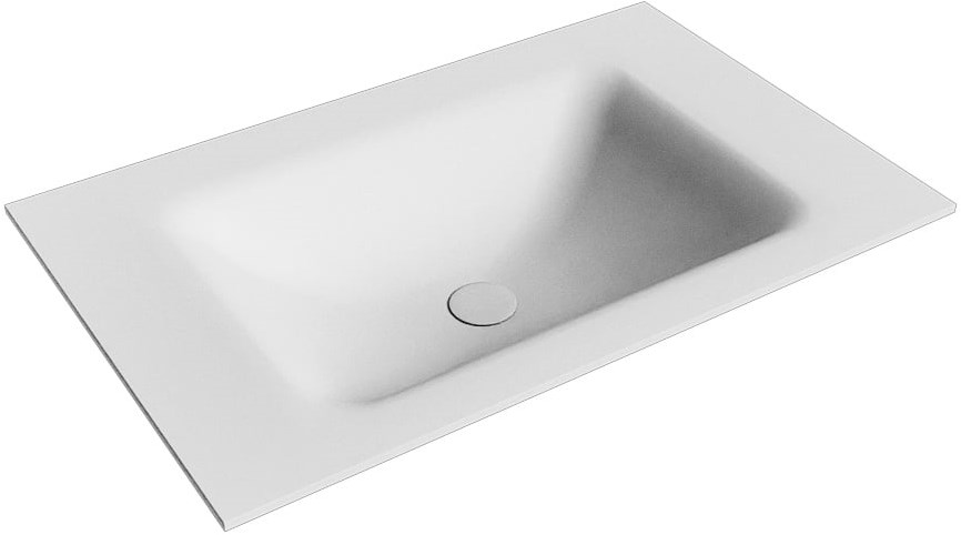 CLOUD Talc solid surface inbouw wastafel 70cm. Positie wasbak Midden.