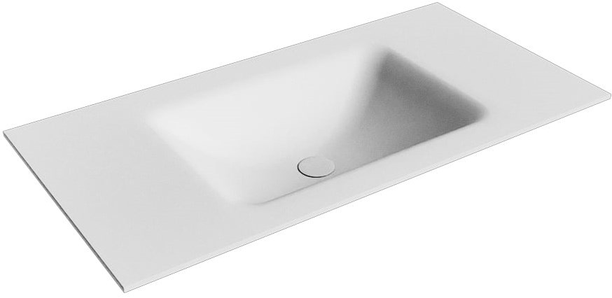 CLOUD Talc solid surface inbouw wastafel 90cm. Positie wasbak Midden.