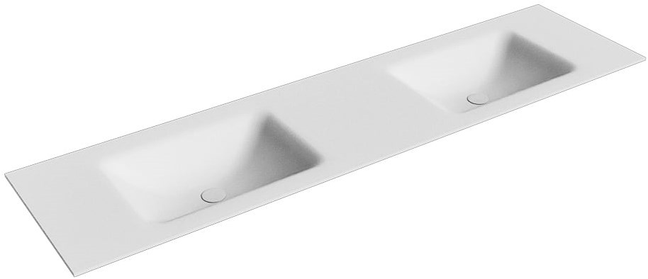 CLOUD Talc solid surface inbouw wastafel 180cm. Positie wasbak Dubbel.