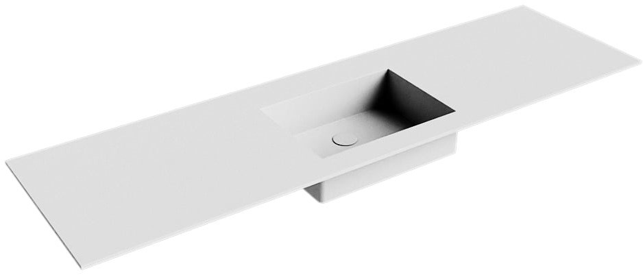 EDGE Talc solid surface inbouw wastafel 161cm. Positie wasbak Midden.