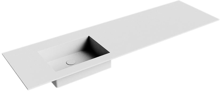 EDGE Talc solid surface inbouw wastafel 160cm. Positie wasbak Links.
