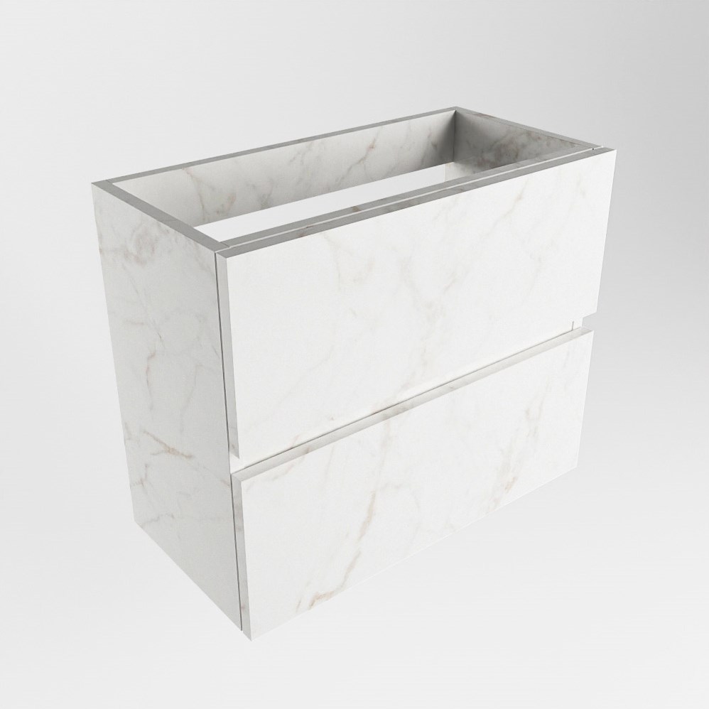 ADA cloakroom base cabinet 60cm 2 drawers color Carrara, Left cutout in ...