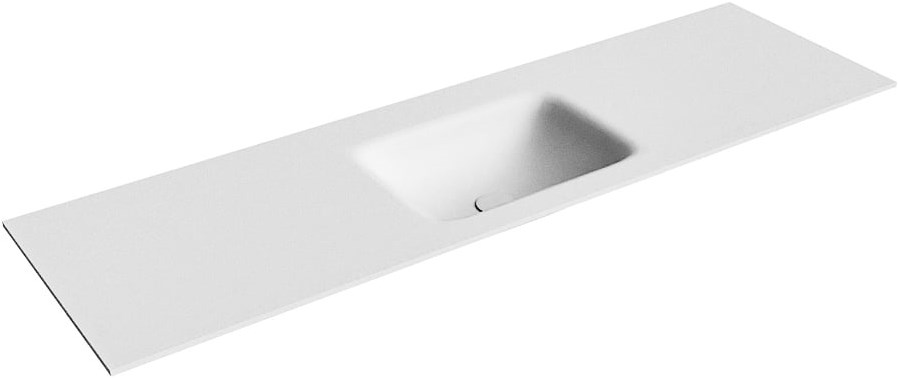 GRUNNE Talc solid surface inbouw wastafel 140cm. Positie wasbak Midden.