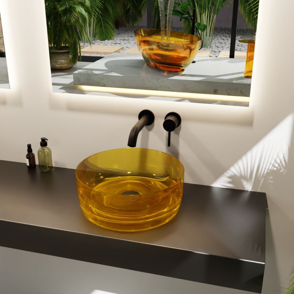 JEWEL Waskom transparant 40cm kleur gold