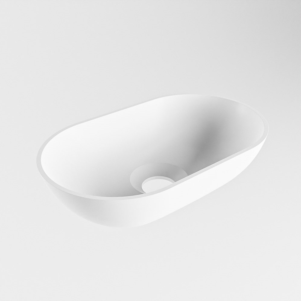 POOLE solid surface opzetkom kleur Talc | Talc. Afmeting 30x18x8cm