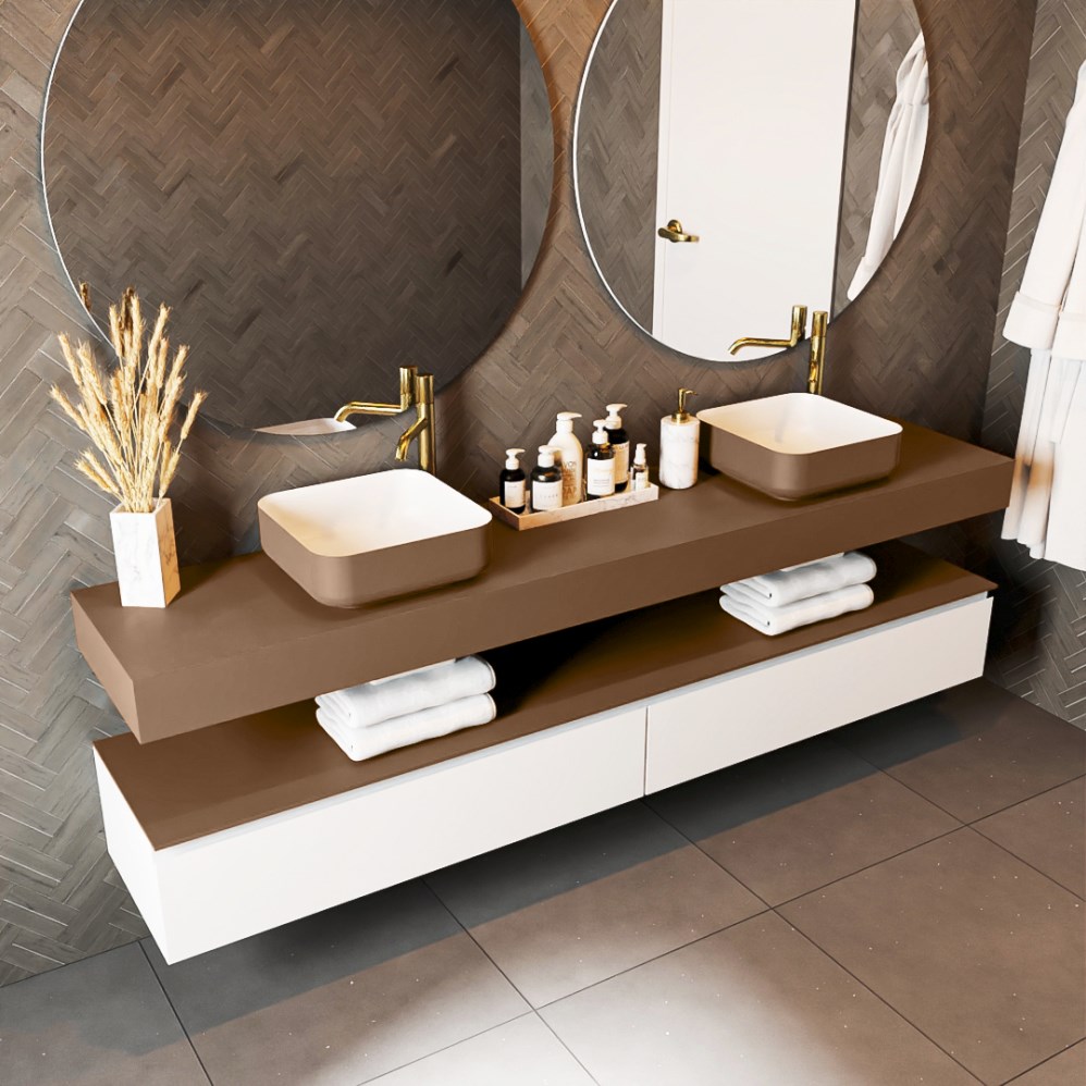 TOP 30 Rust wall-hung solid surface module / shelf 210cm. Thickness ...