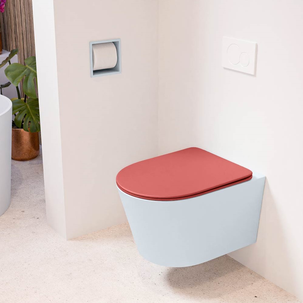 LAVIE Wall hung toilet single fire rimless deep flush Clay. Toilet seat ...