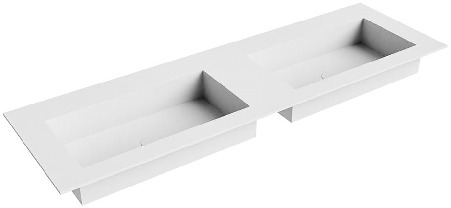 ZINK Talc solid surface inbouw wastafel 150cm. Positie wasbak Dubbel.